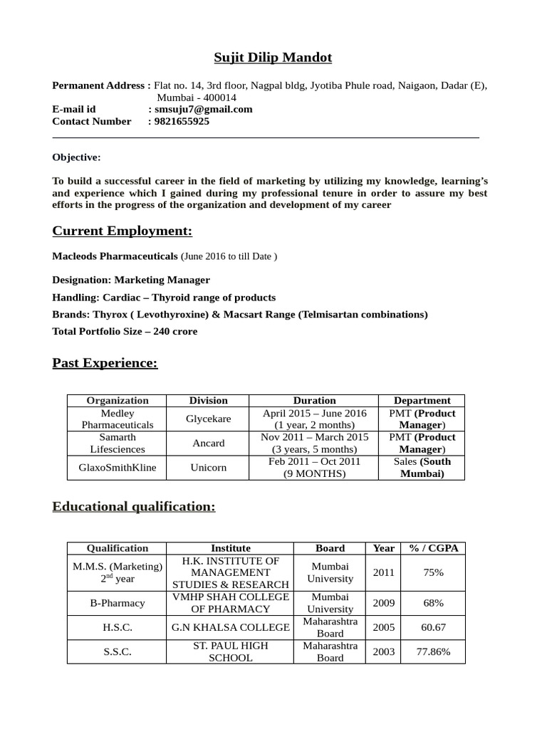 Resume Sujit | PDF | Languages Of India