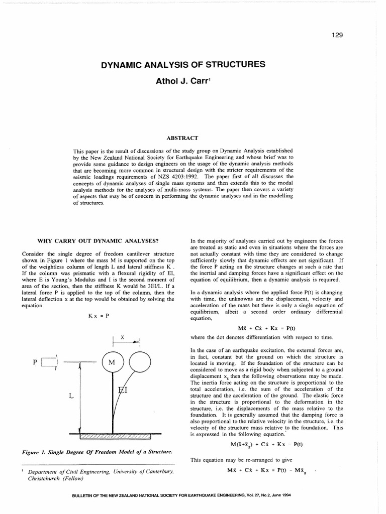 Dynamic Analysis of Structures | PDF | Normal Mode | Rotation