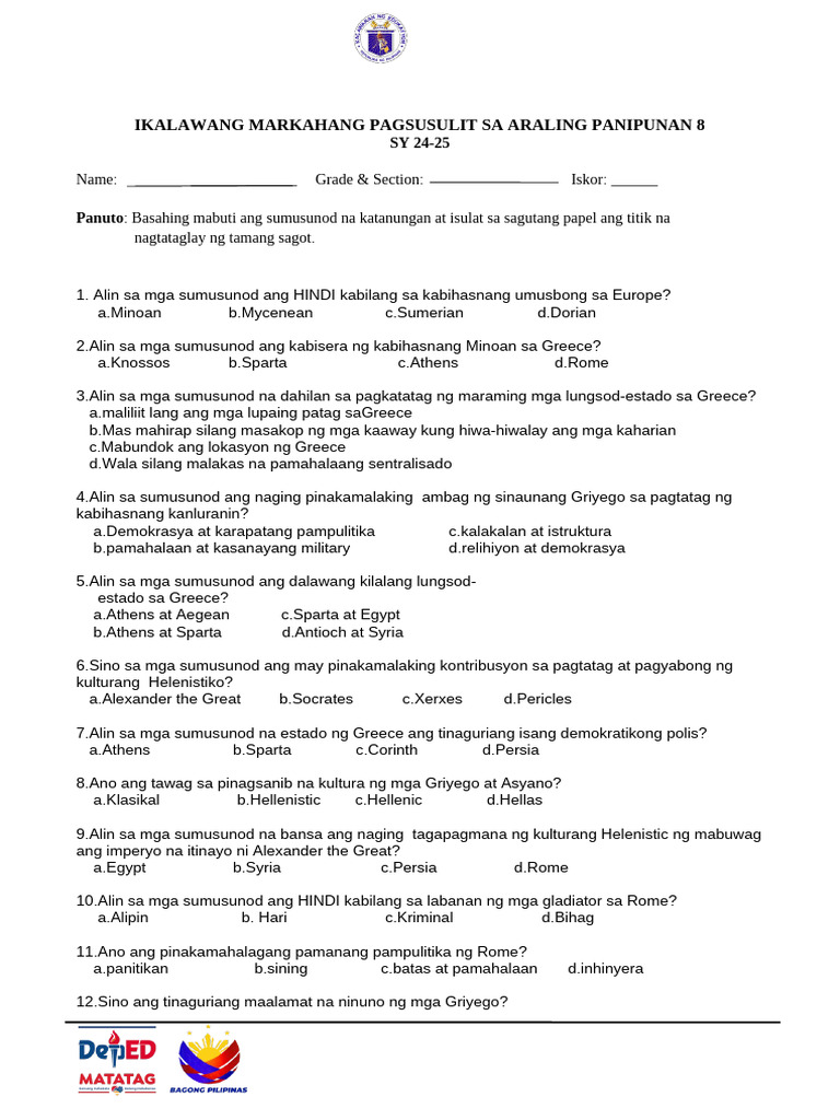 AP-8 TQ2nd Quarter | PDF