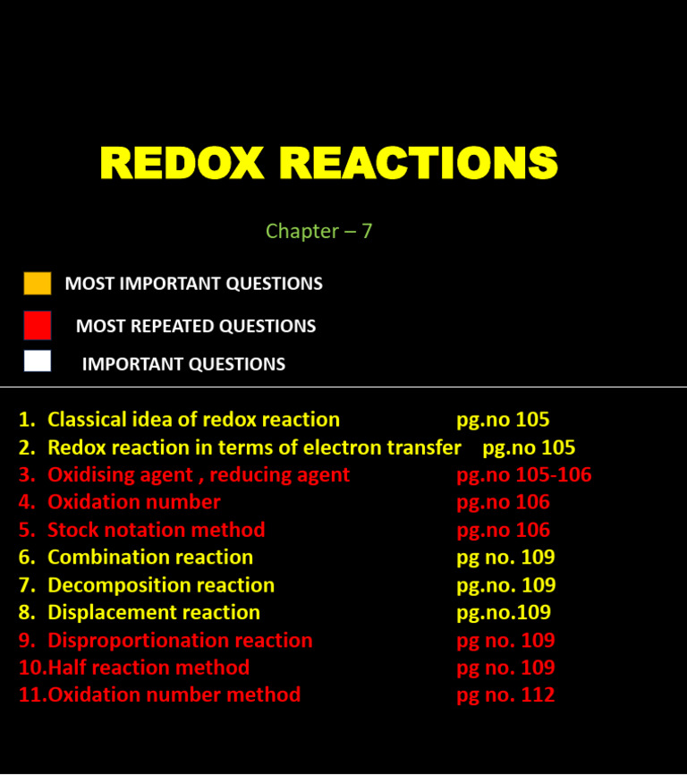 Redox Reactions Point Note | PDF