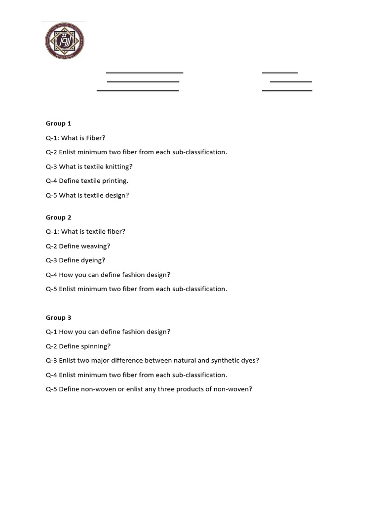 Basic Textile Materials Quiz | PDF
