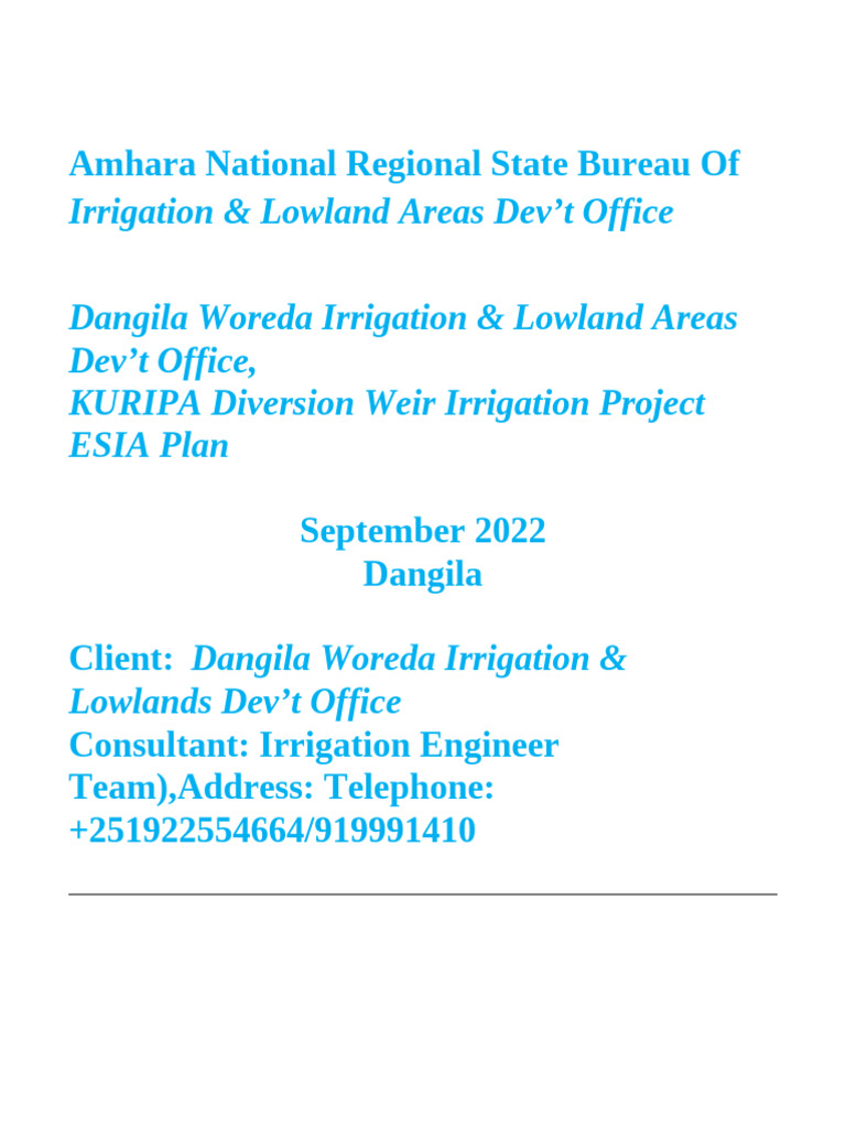 KURIPA ESIA Document | PDF