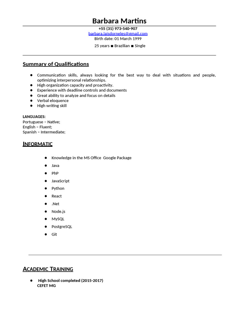 Curriculum Barbara | PDF