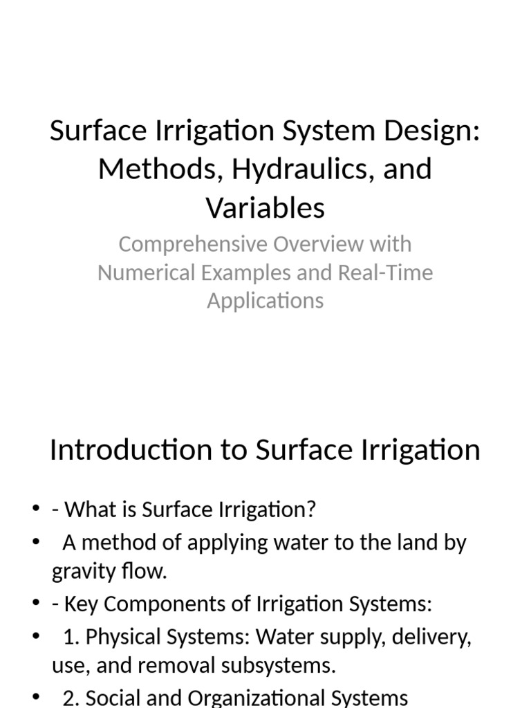 Surface Irrigation Design Guide | PDF | Irrigation | Water Management