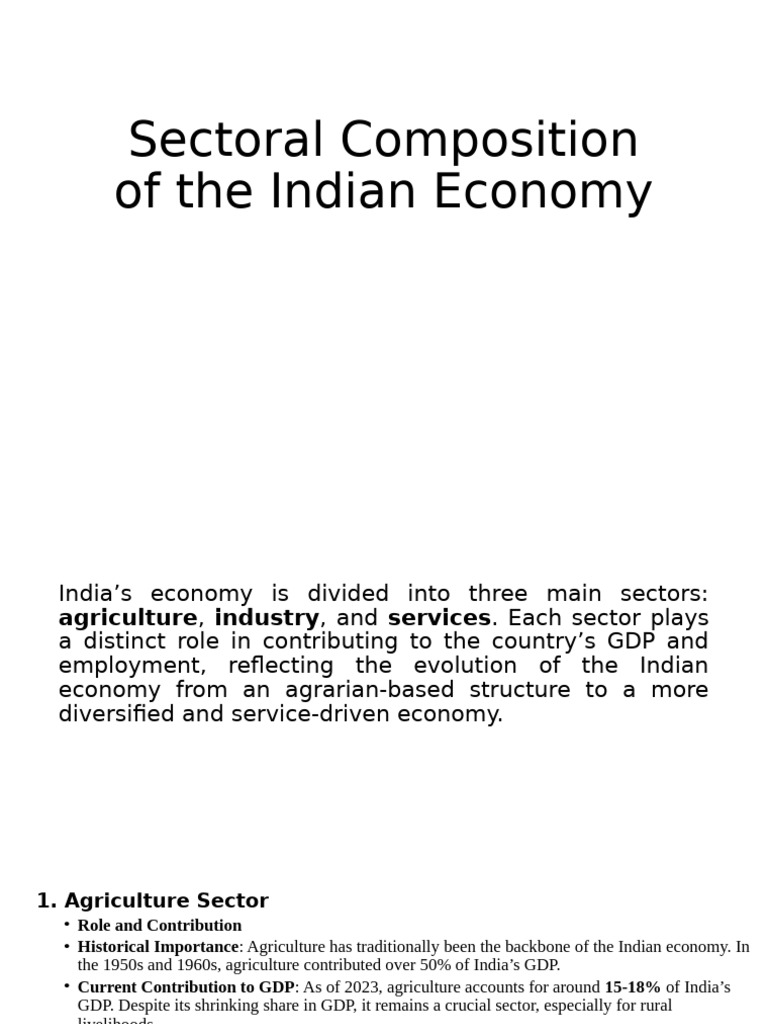 Module 6 Sectoral Composition of The Indian Economy | PDF | Agriculture ...
