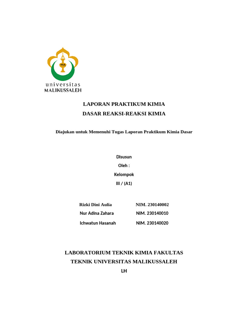 Laporan Praktikum Kimia Dasar Reaksi Baru Ok | PDF