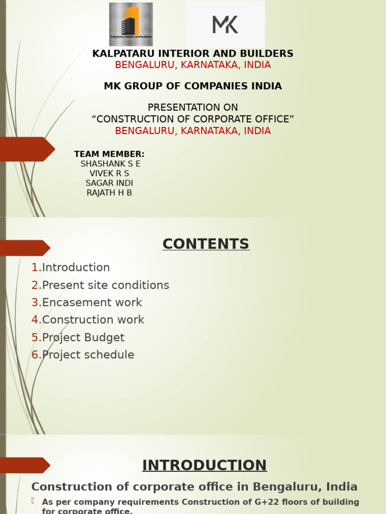 Presentation 1 MK Group Construction Work-2 | PDF | Wall | Beam (Structure)