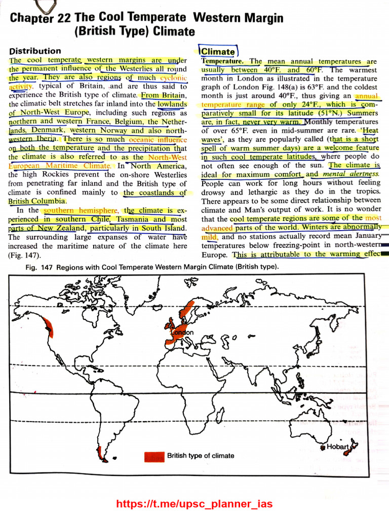 Temperate Western Margin British Type Climate UPSC PLANNER | PDF
