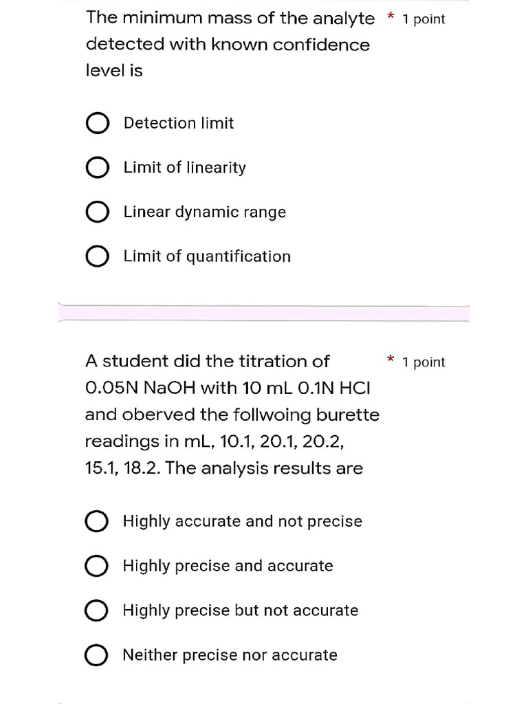 Analytical Chemistry CAT Test | PDF