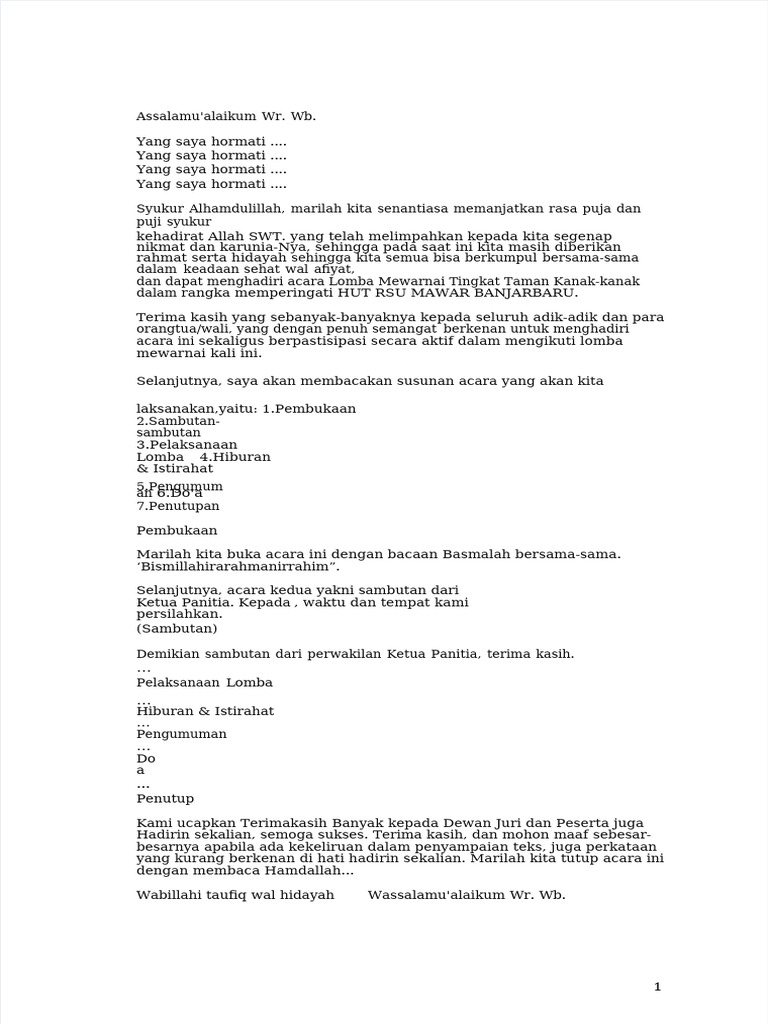 PDF Susunan Acara Lomba | PDF