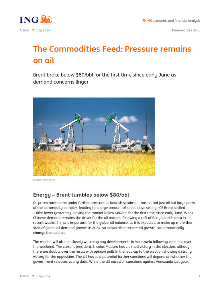 Ing Think The Commodities Feed Pressure Remains On Oil Pdf