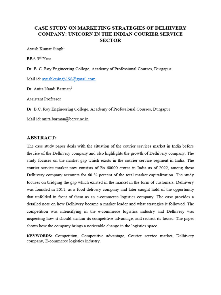 Case Study On Delhivery Final | PDF | Methodology | Warehouse