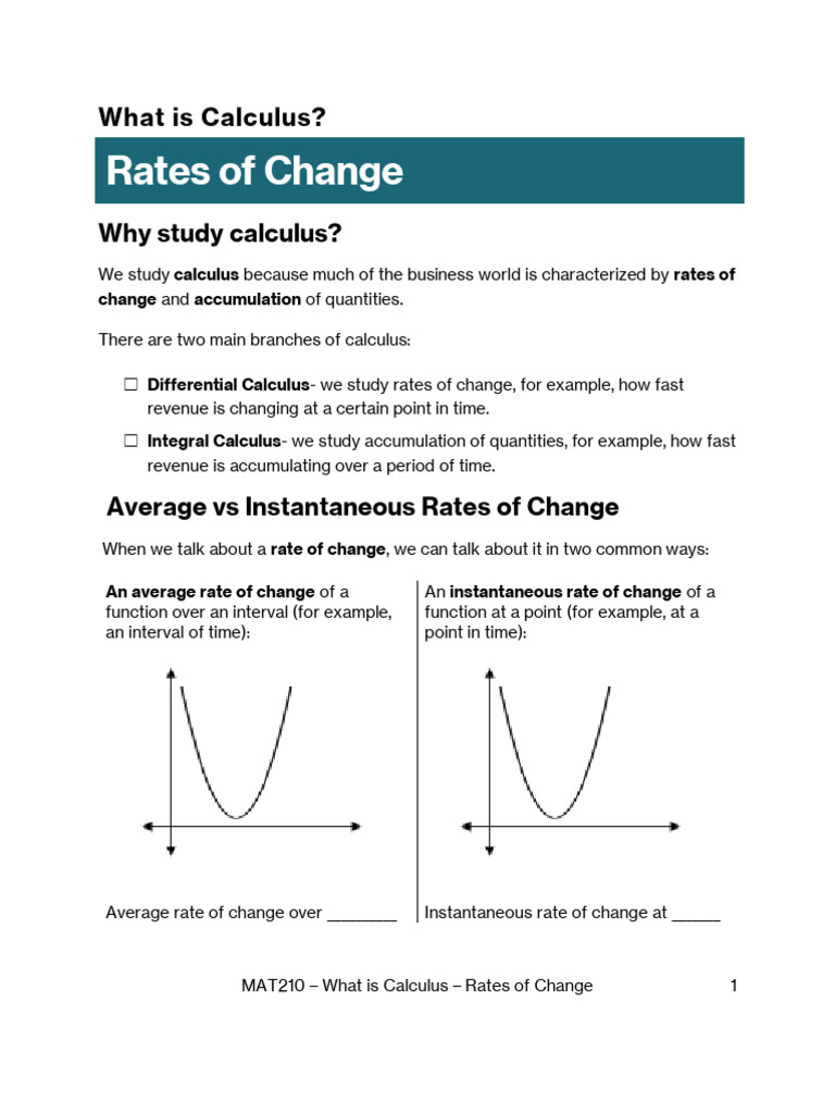 MAT210 - 1.1 - Introduction To Calculus | PDF | Derivative | Slope