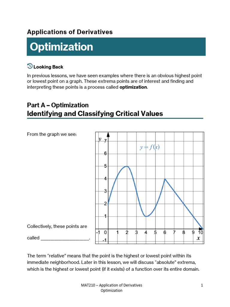 MAT210 3.1 Optimization | PDF | Mathematical Optimization | Calculus