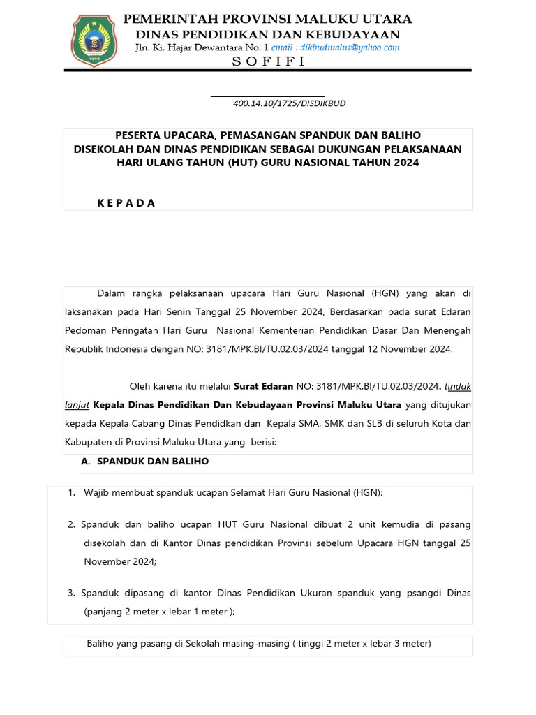 Surat Edaran HGN 2024 | PDF