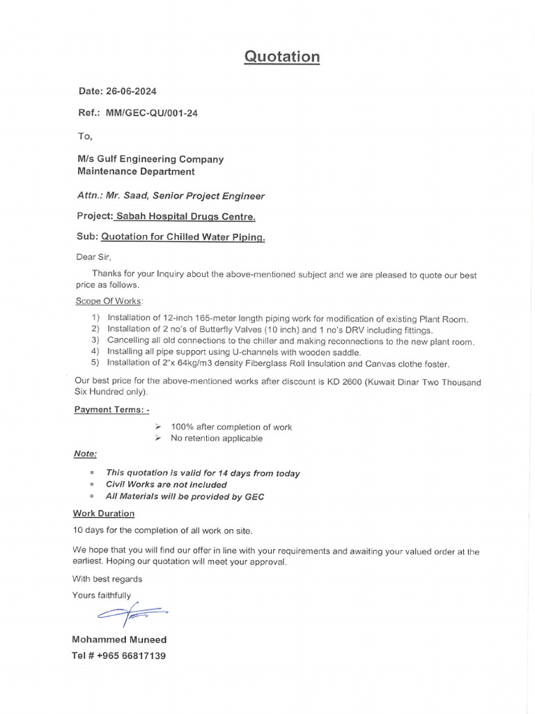 Quotation - Sabah Hospital | PDF