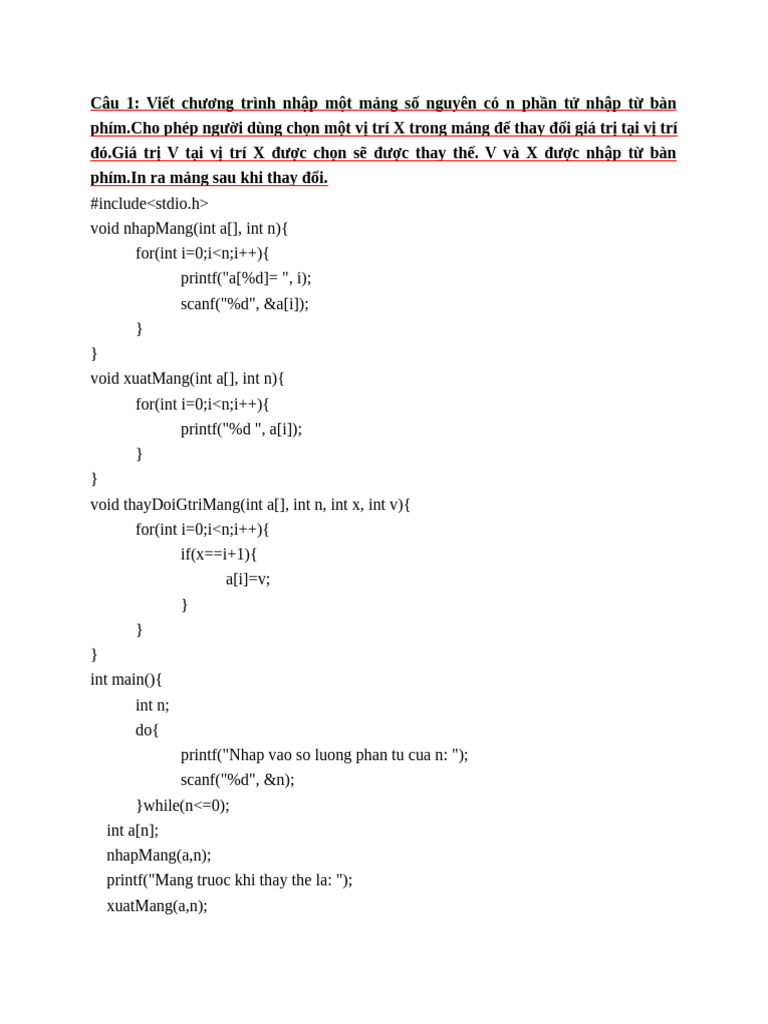 2 Cau Lap Trinh C | PDF