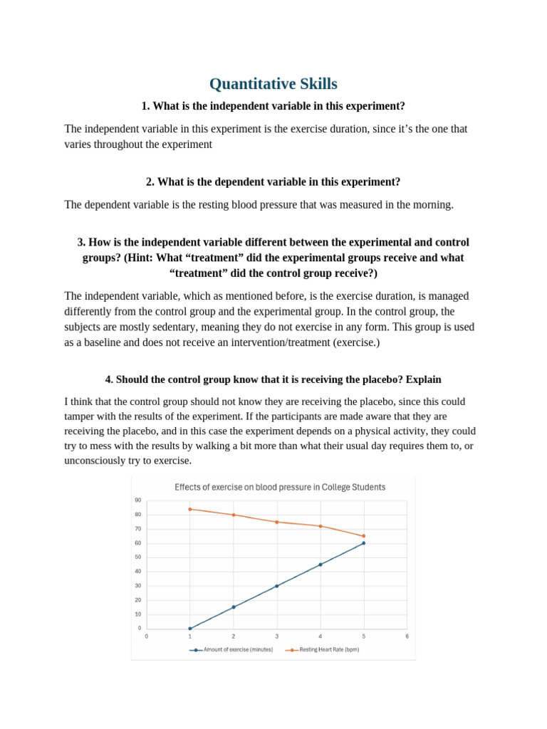 Quantitive Skills - BIO-1308 | PDF | Experiment | Treatment And Control ...