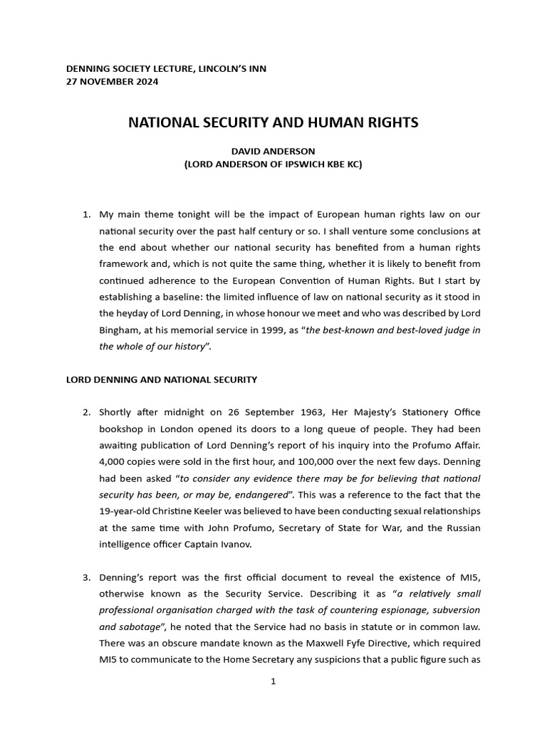 National Security and Human Rights | PDF | Public Law | Government