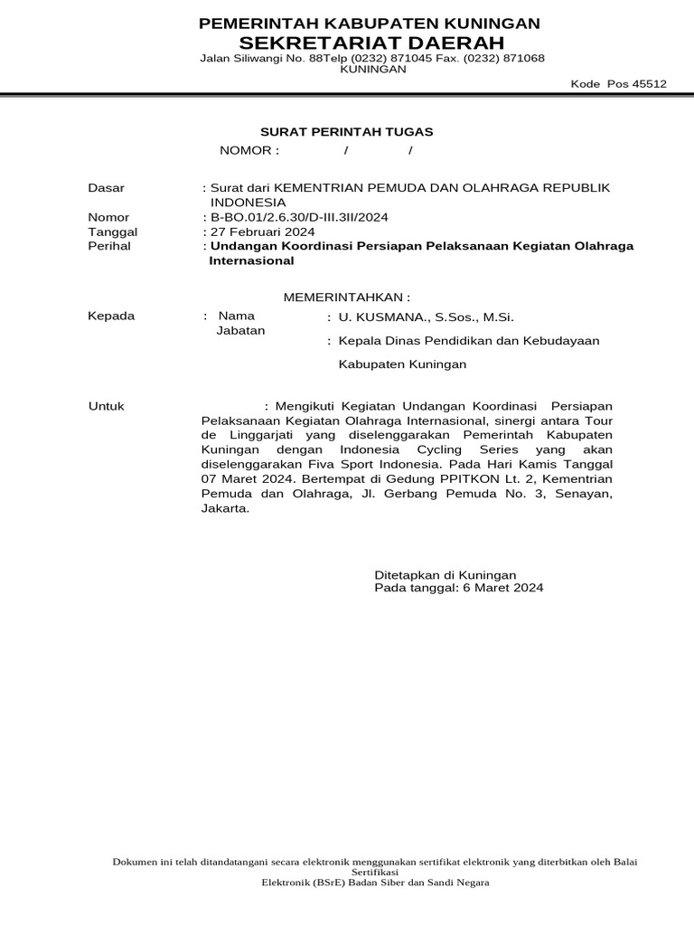 SURAT PERINTAH TUGAS TDL JAKARTA (1) - Signed - Signed | PDF