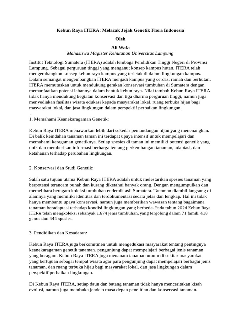 Kebun Raya ITERA | PDF