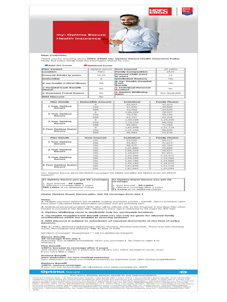 Quotation For Optima Secure | PDF | Insurance | Business Law