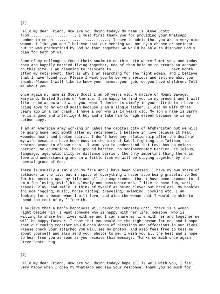Steve Whatsapp Letter | PDF | Love | Feeling