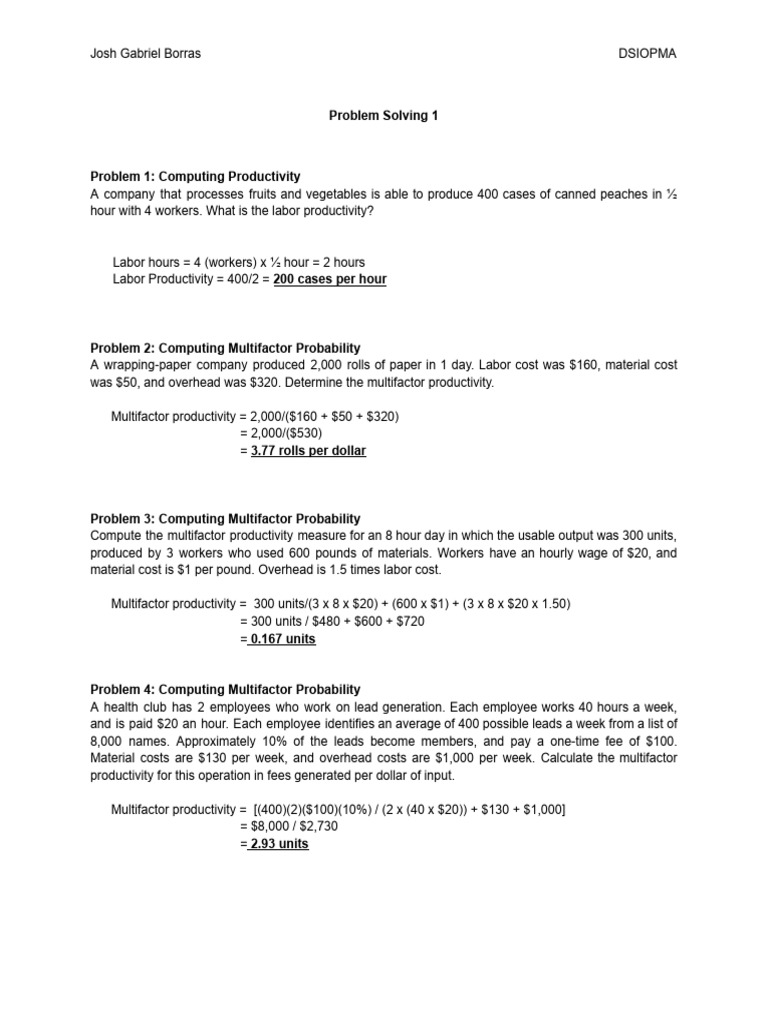 BORRAS - Problem Solving No. 1 | PDF