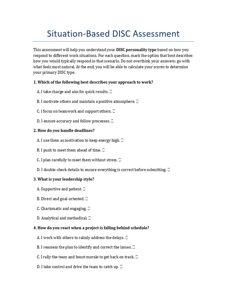 DISC Personality Assessment Guide | PDF | Leadership | Decision Making
