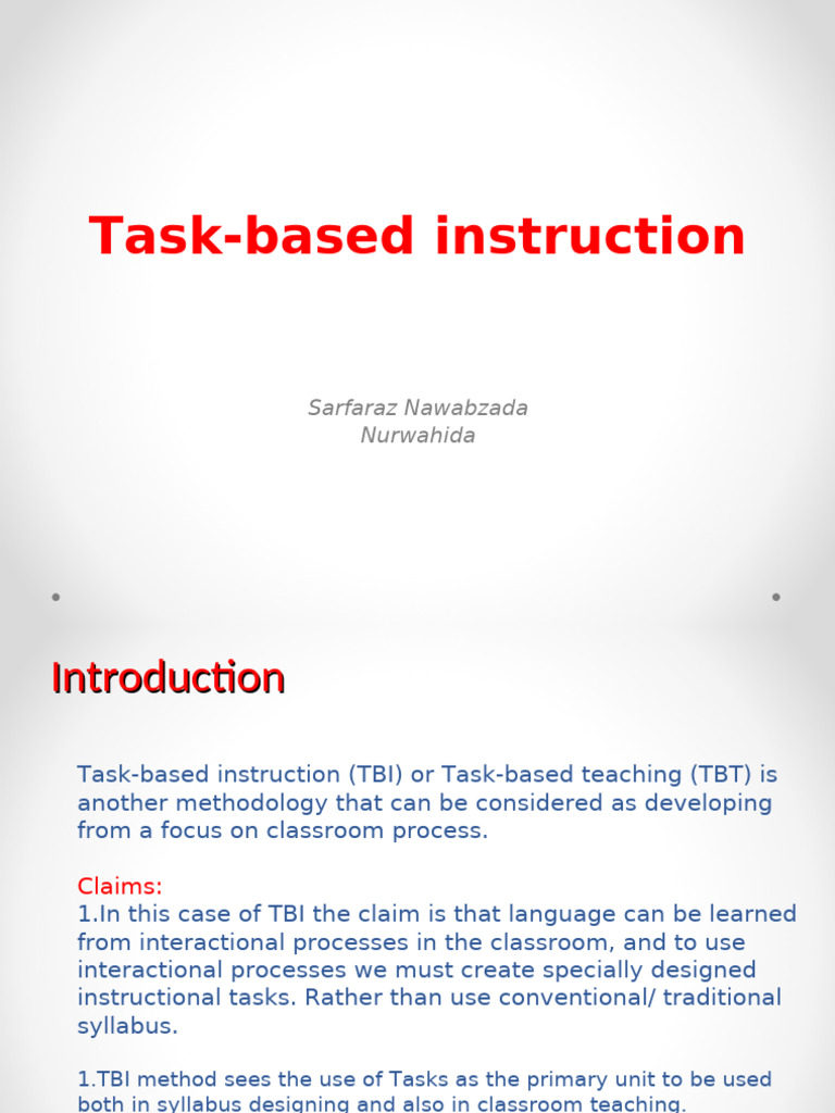 CBLI-Task Based Instruction | PDF | Teaching | Cognitive Psychology