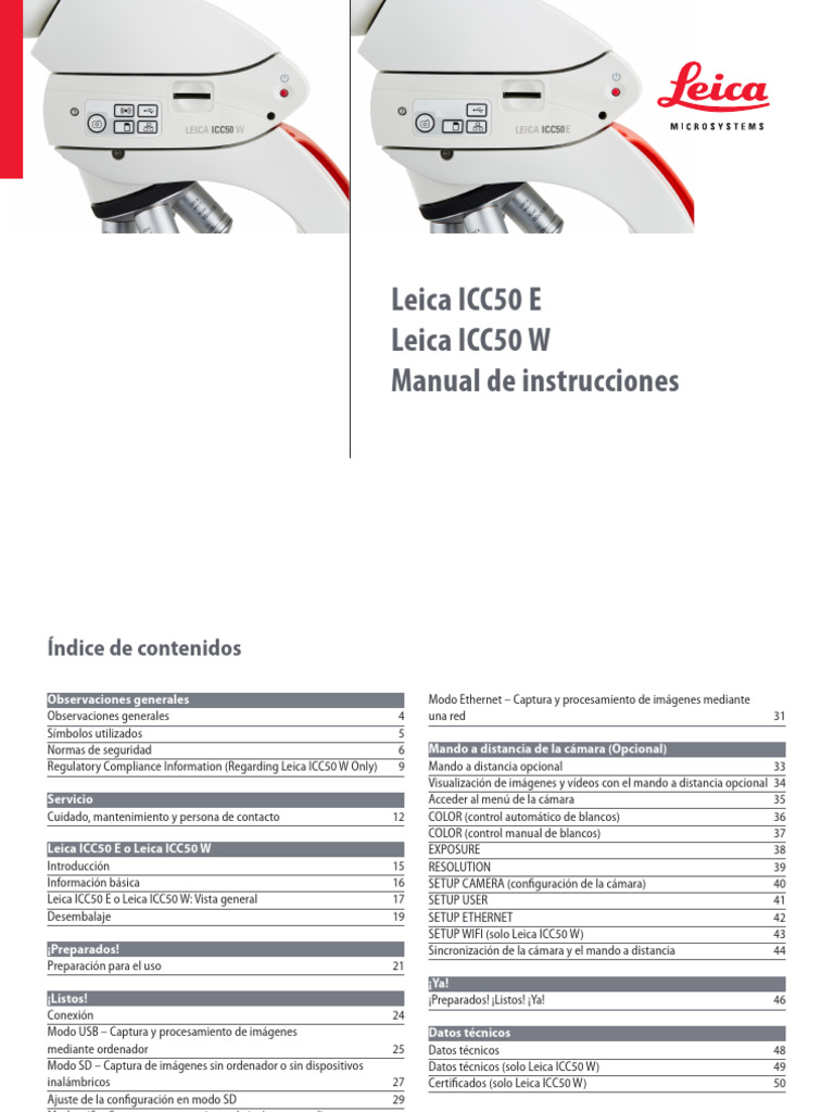 Manual Leica ICC50 W: Conexiones y Modos | PDF | USB | Wifi
