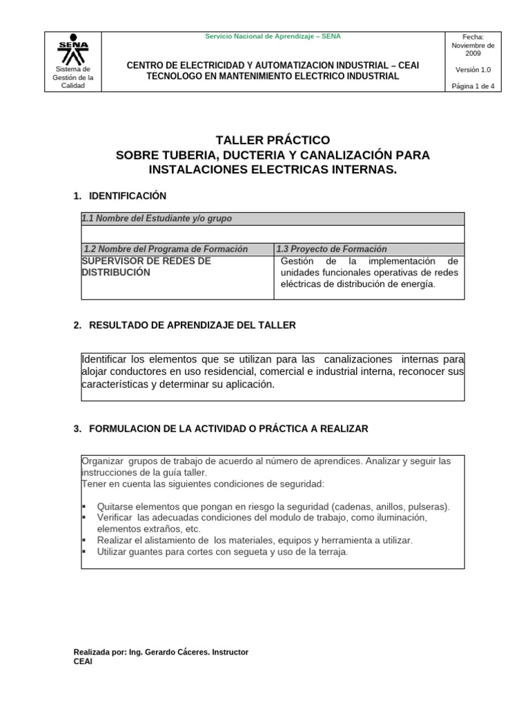 Guia Taller Canalizaciones Eléctricos | PDF | Tubería (transporte de fluidos) | Materiales