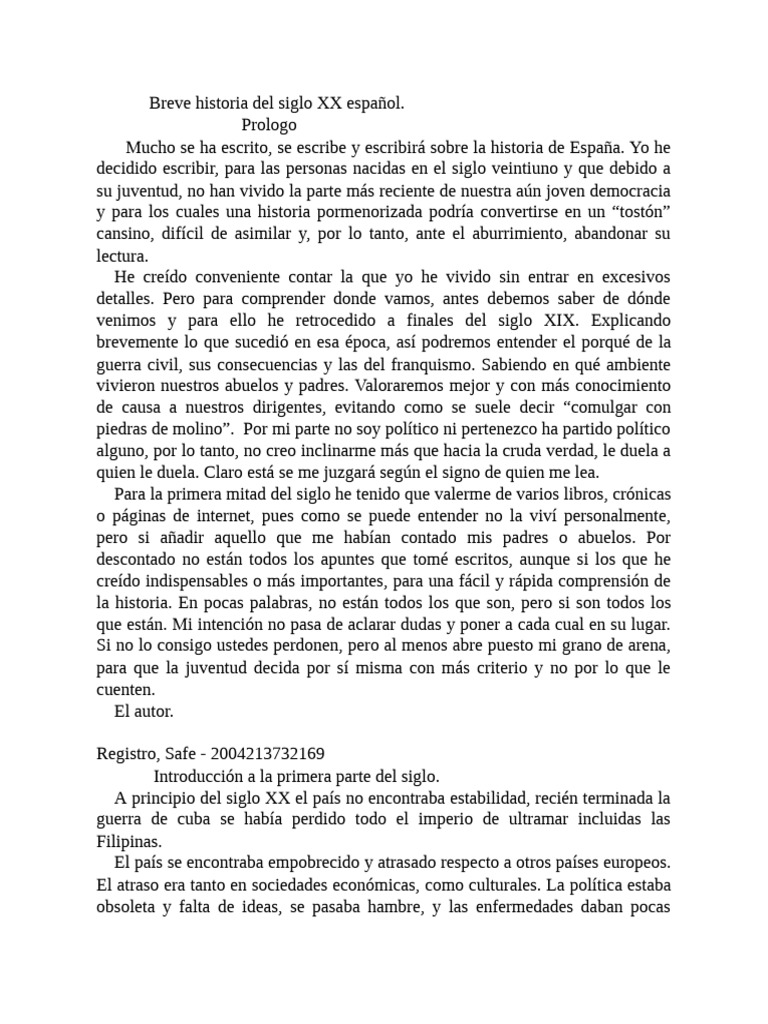 Breve Historia Del Siglo XX Espanol | PDF | Francisco franco | España