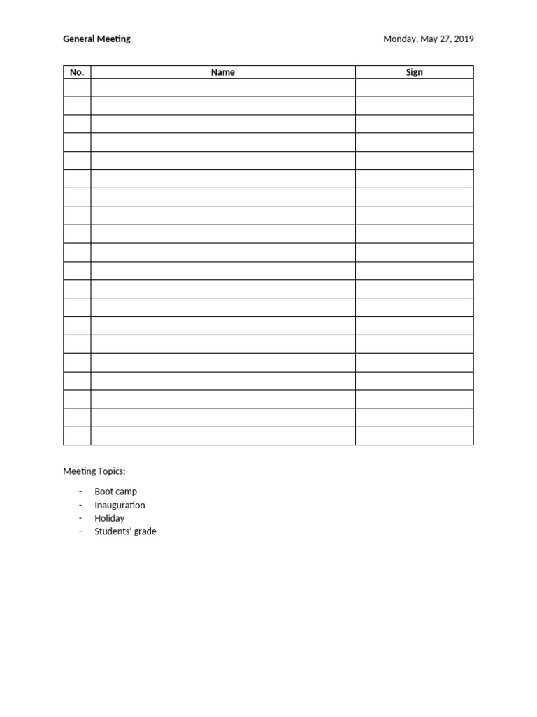 Meeting Absent Form | PDF