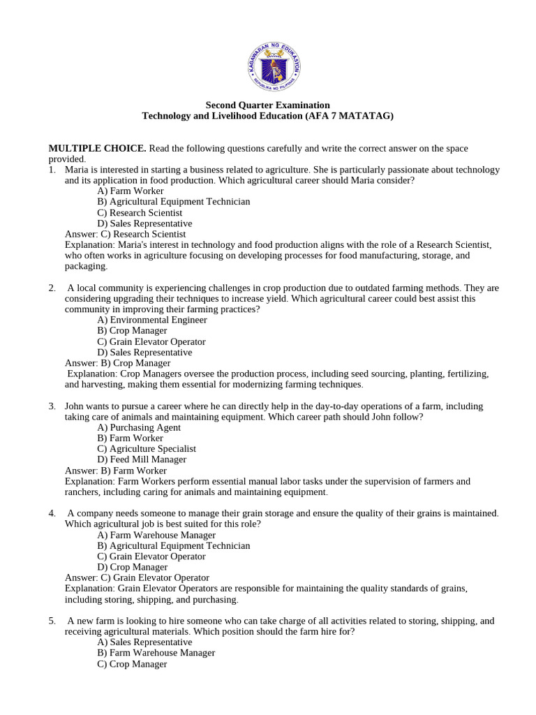 Afa 7 Matatag Exam With Tos | PDF | Agriculture | Grazing