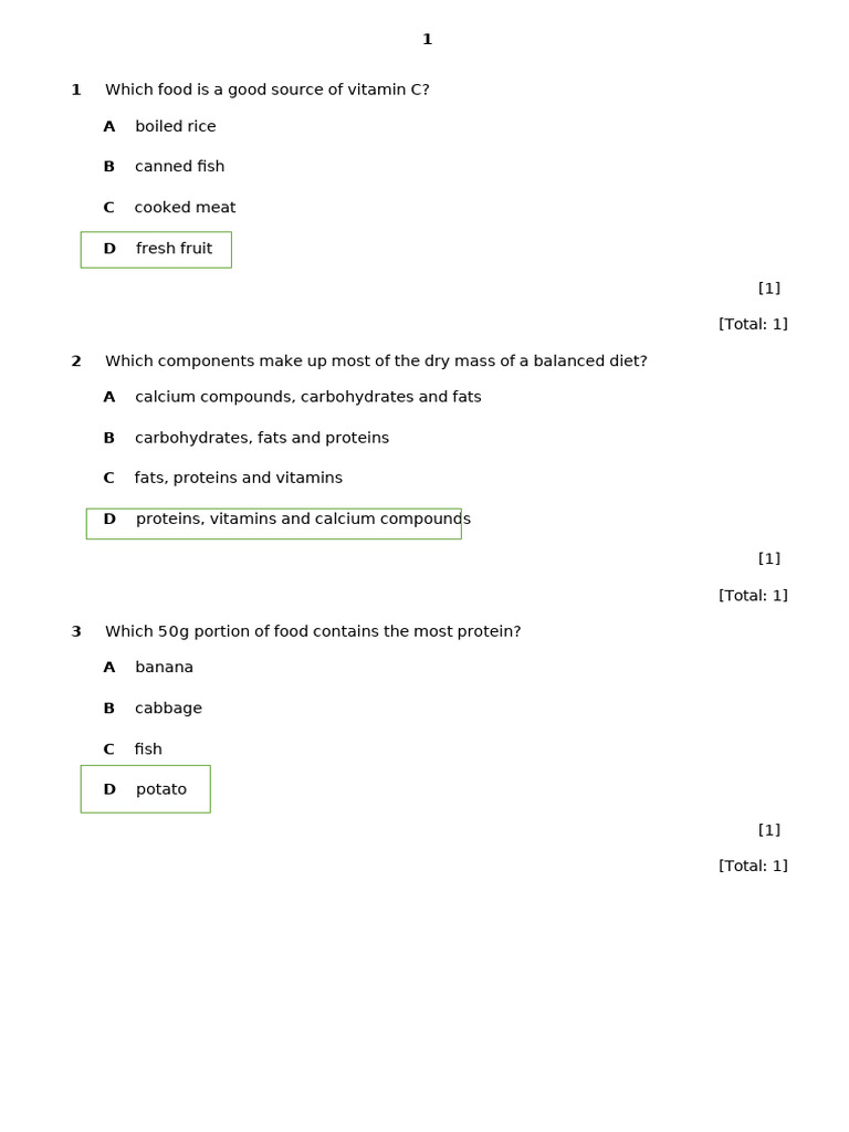 A) - Animal Nutrition Test | PDF | Digestion | Foods