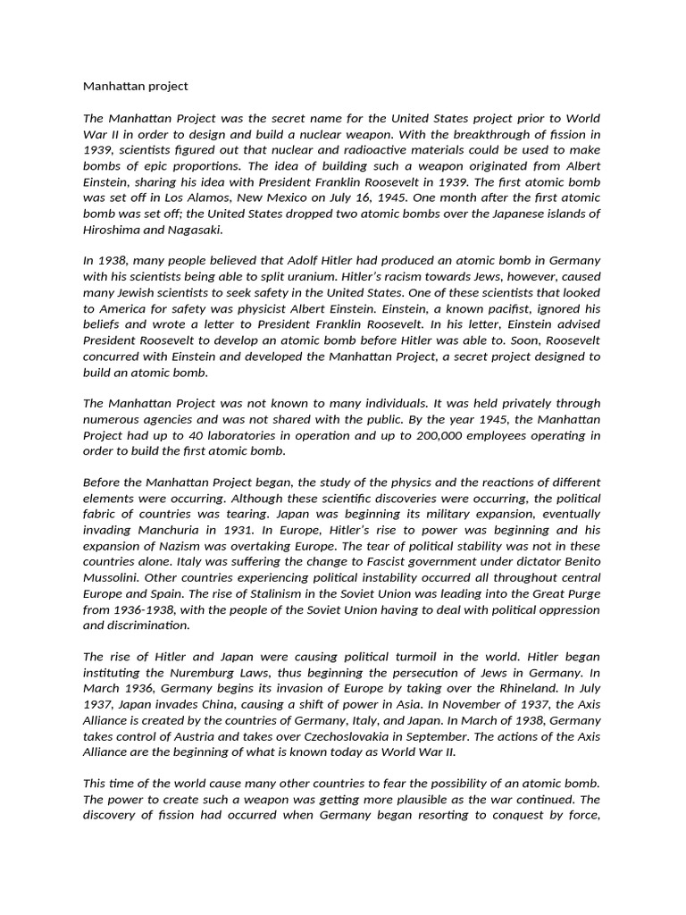 Manhattan project | PDF | Manhattan Project | Nuclear Weapons