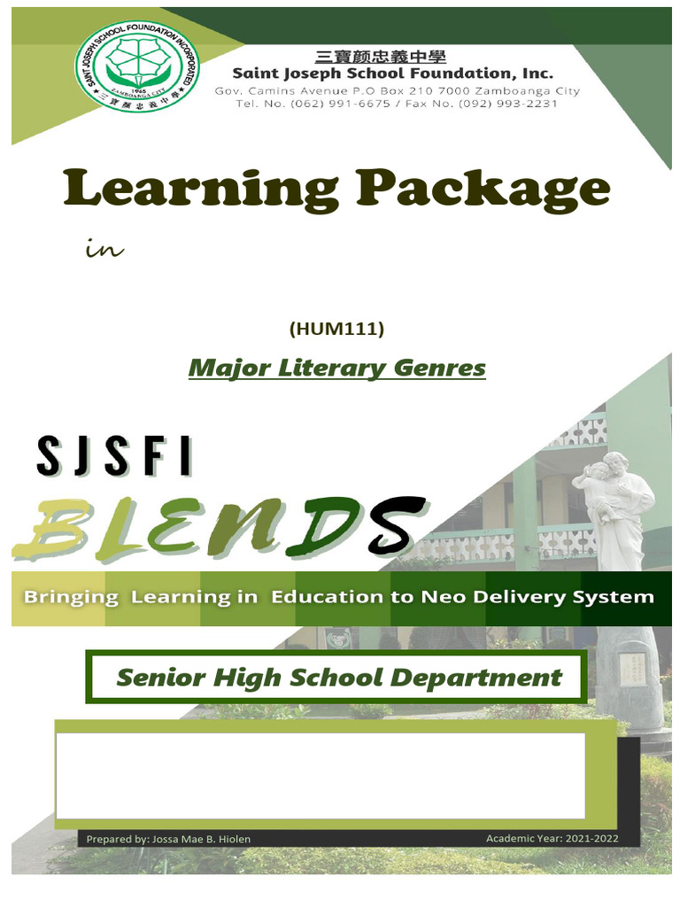 Major Literary Genres Learning Package | PDF | Poetry | Play (Theatre)