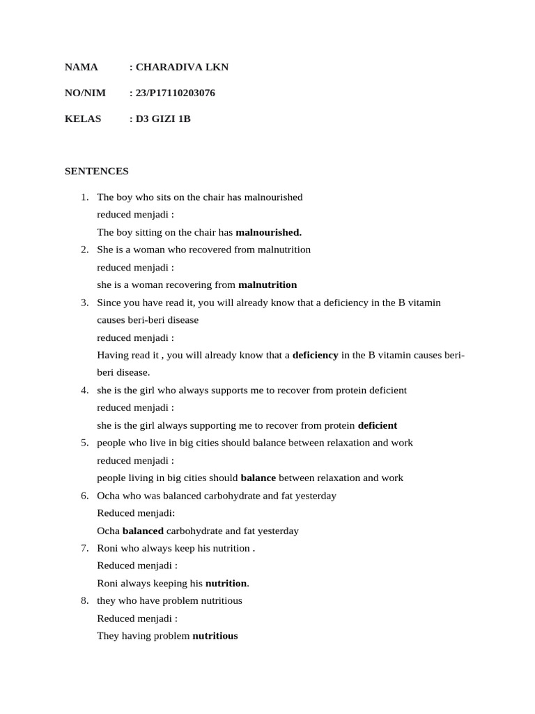 23 - Charadiva LKN - Efn Sentences | PDF | Nutrition | Diet & Nutrition