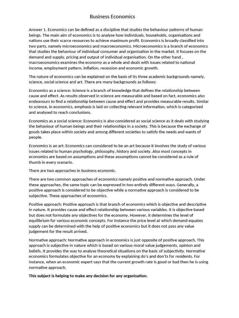 Business Economics Assignments. | PDF | Economics | Economic Growth