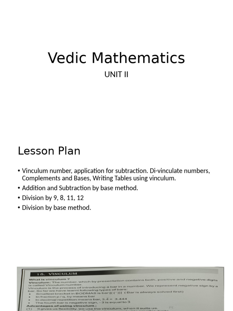 Unit II-Vedic Mathematics | PDF