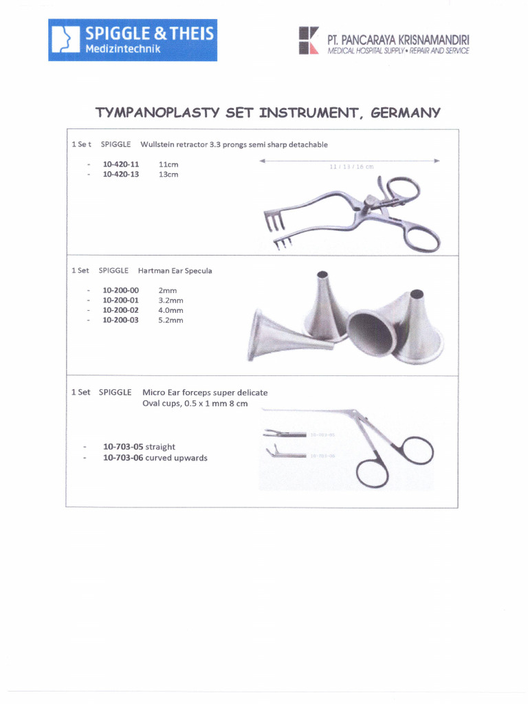 Tympanoplasty Set Instrument-1 | PDF