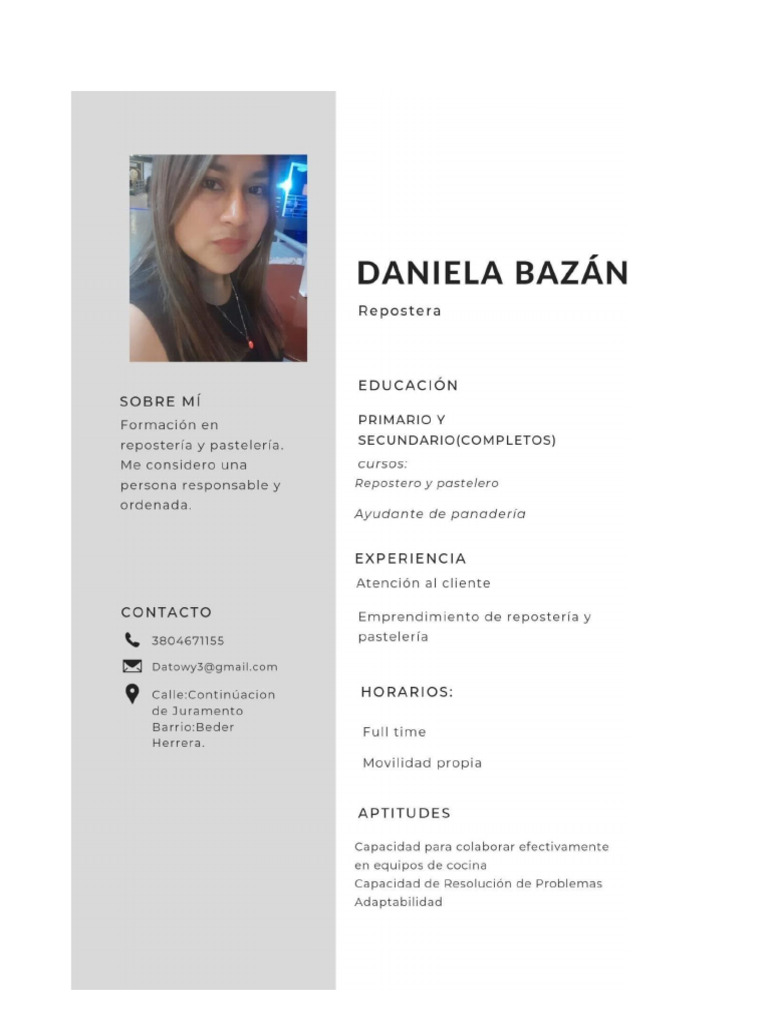 Currículum Vitae Daniela Bazán | PDF