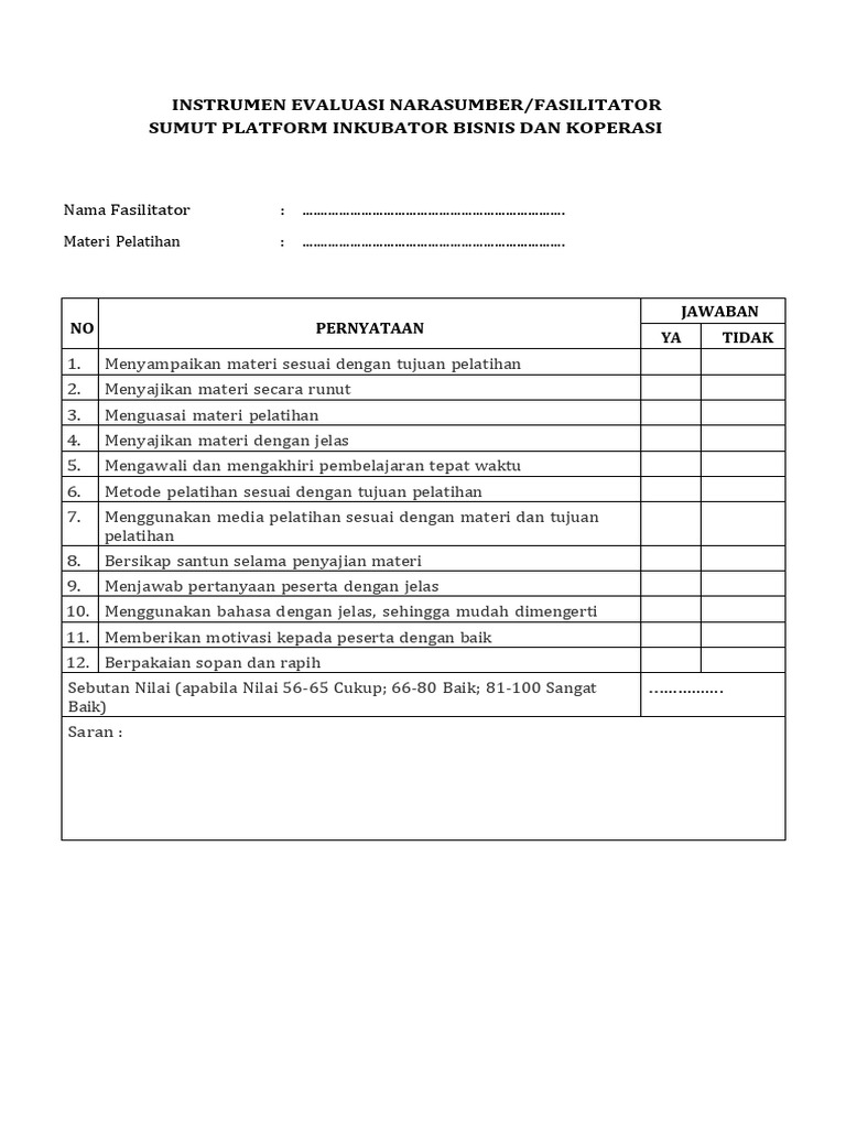 Form Evaluasi Narasumber-1 (1) - 1 | PDF