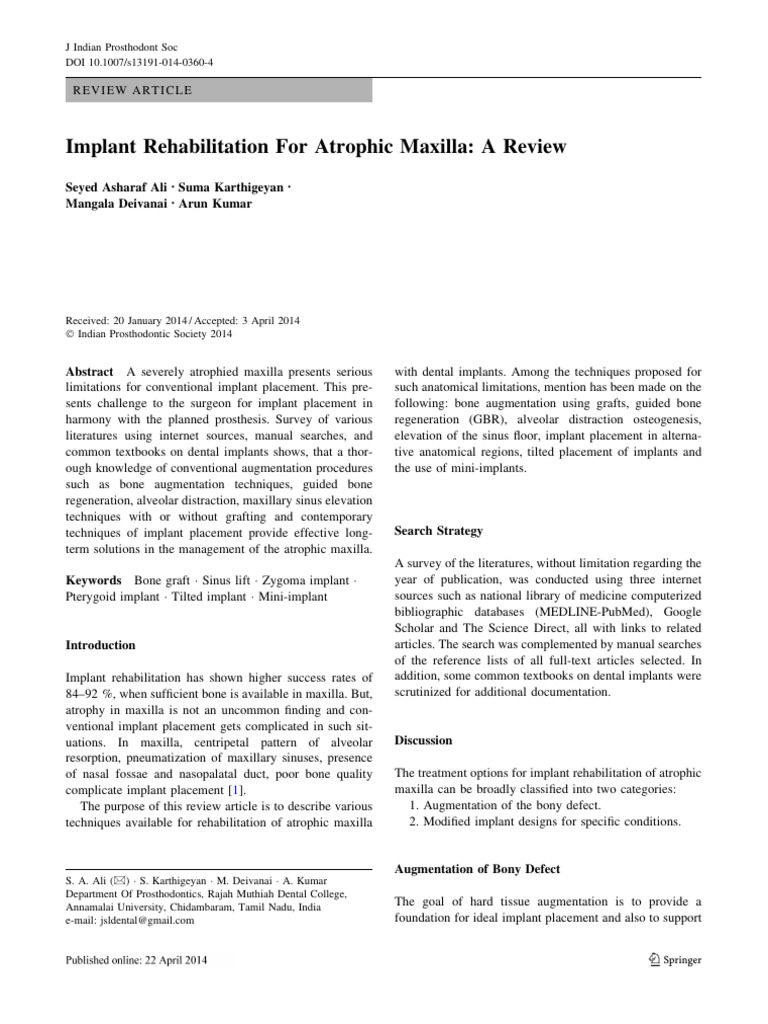 Atrophic Maxilla - Implants | PDF | Dental Implant