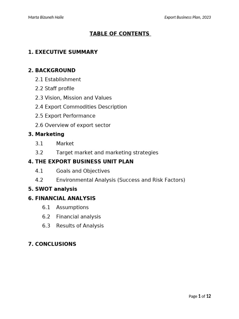 Business Plan For Marta Bizuneh Haile 2022 | PDF | Ethiopia | Legume