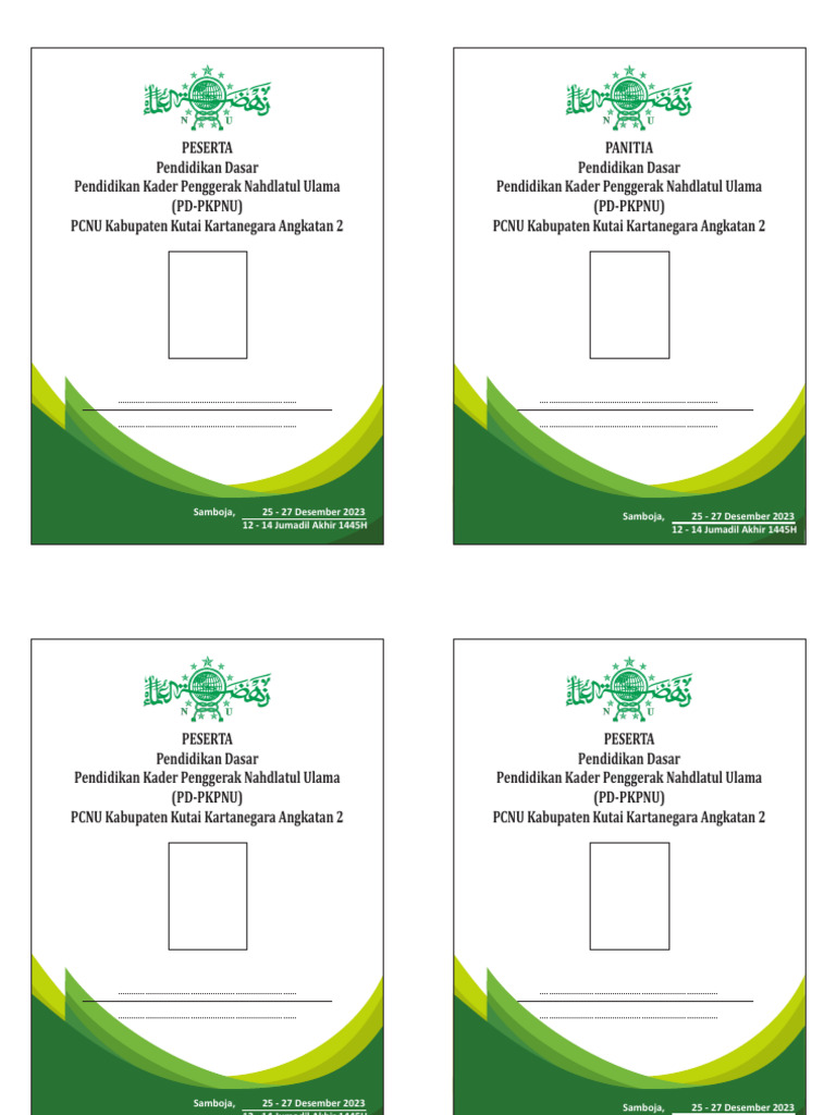ID Card PESERTA DAN PANITIA PD PKPNU SAMBOJA | PDF