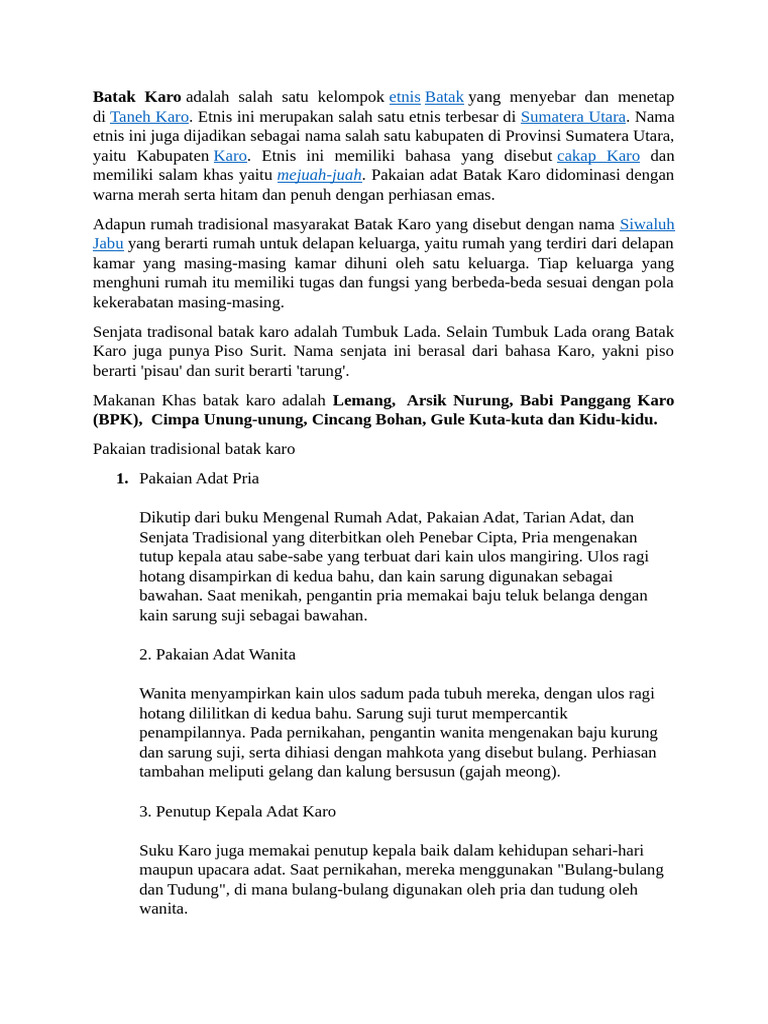 Batak Karo | PDF