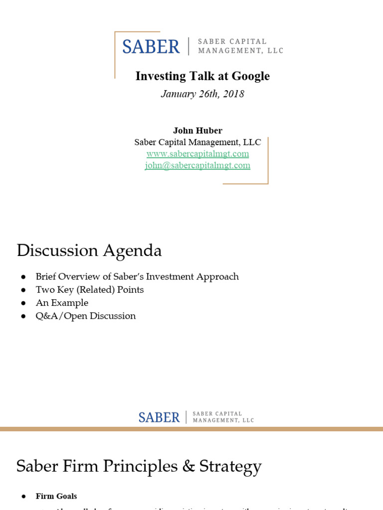 Investing Insights from Saber Capital | PDF | E Commerce | Investing
