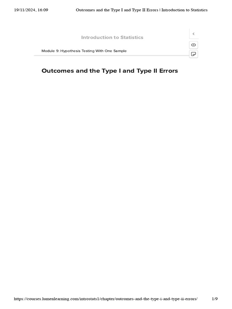 Type I and II Errors in Pregnancy Testing | PDF | Type I And Type Ii ...